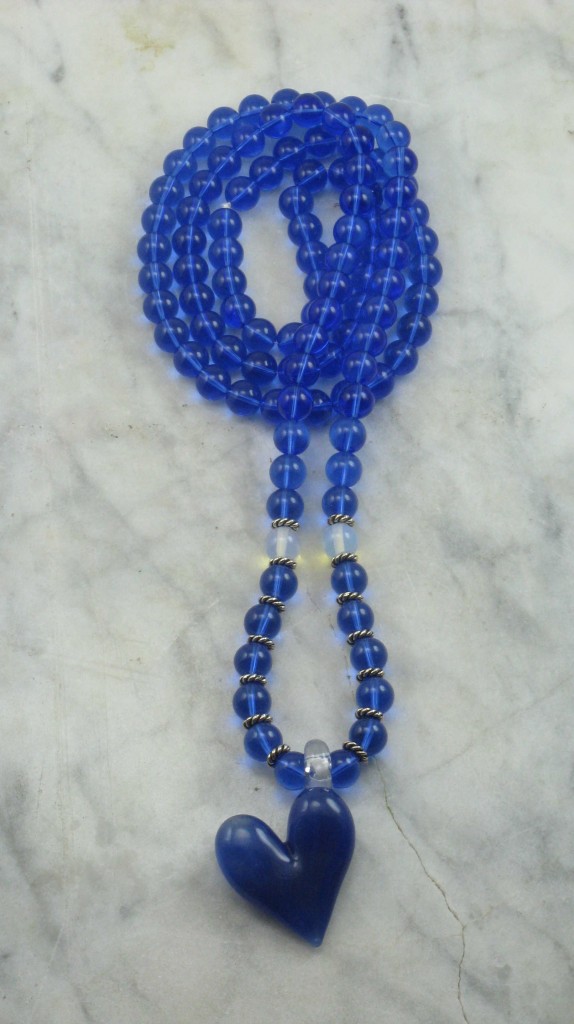 Blue Valentine Mala | 108 blue quartz mala beads, Buddhist beads