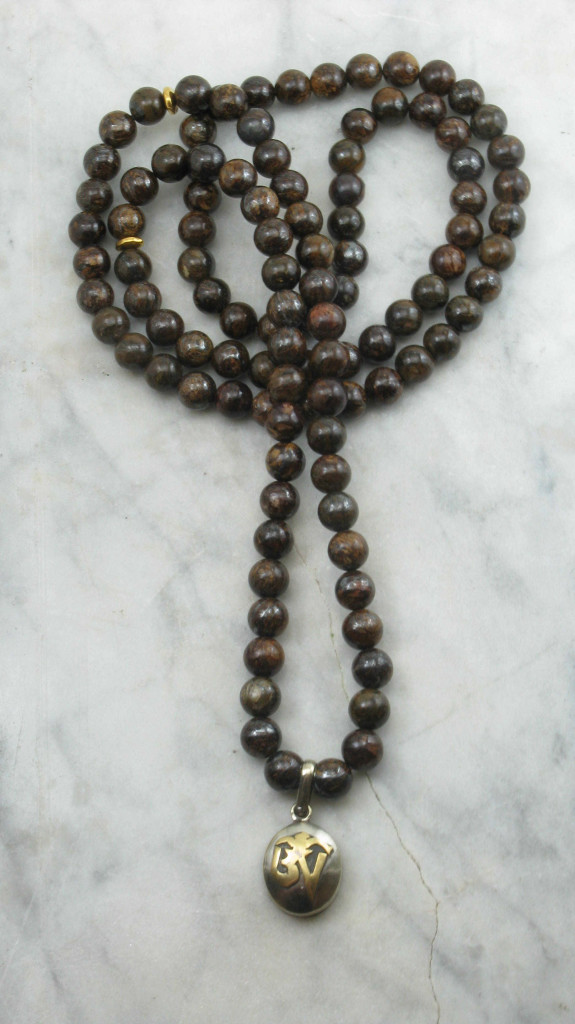 Shield Mala Necklace | 108 bronzite mala beads for men