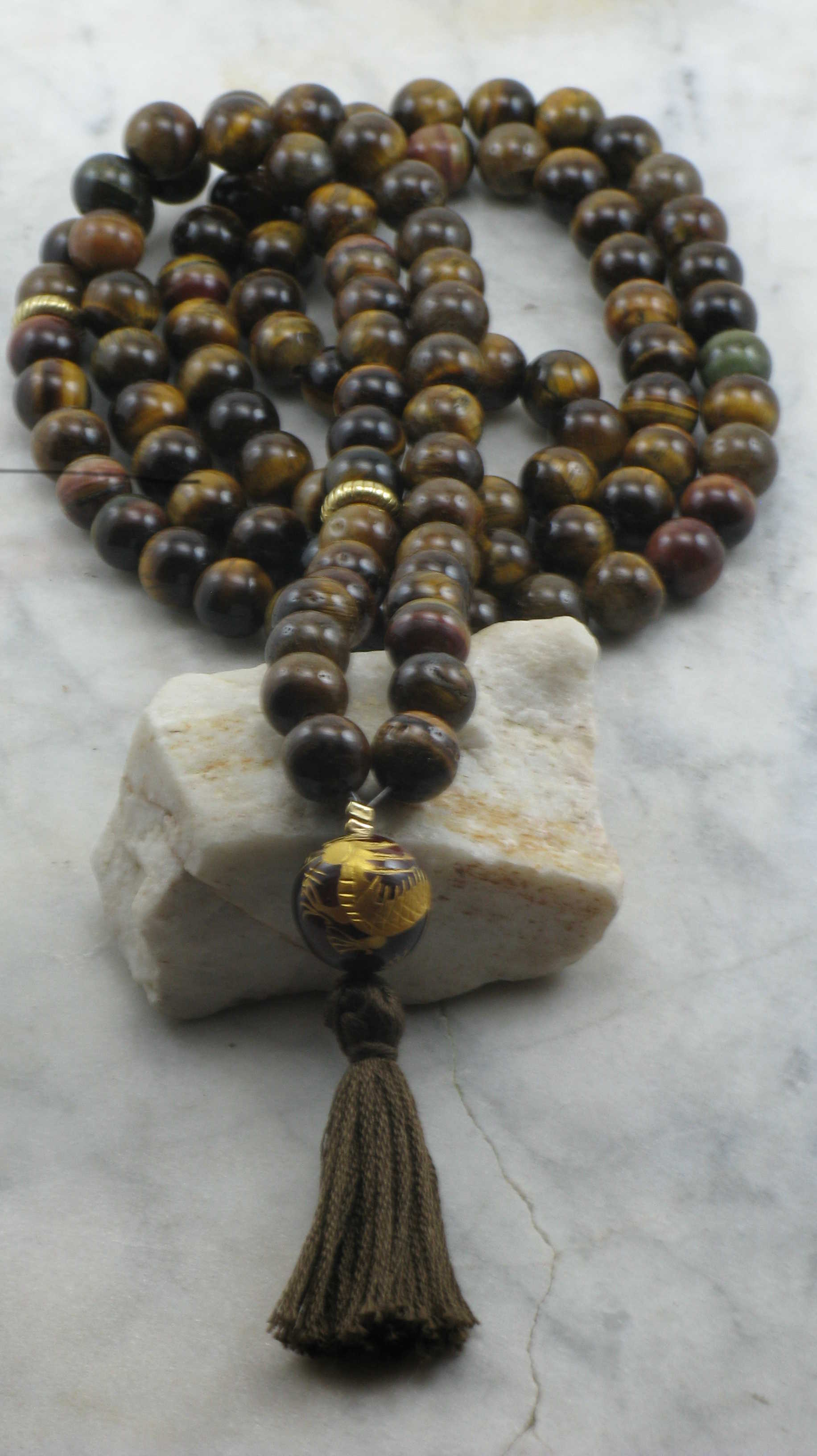 Golden Dragon Mala | 108 tiger eye mala beads for men